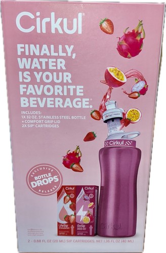 Cirkul Stainless Steel Rose Gold Bottle with 2 Flavor Cartridges EXP 08 ...