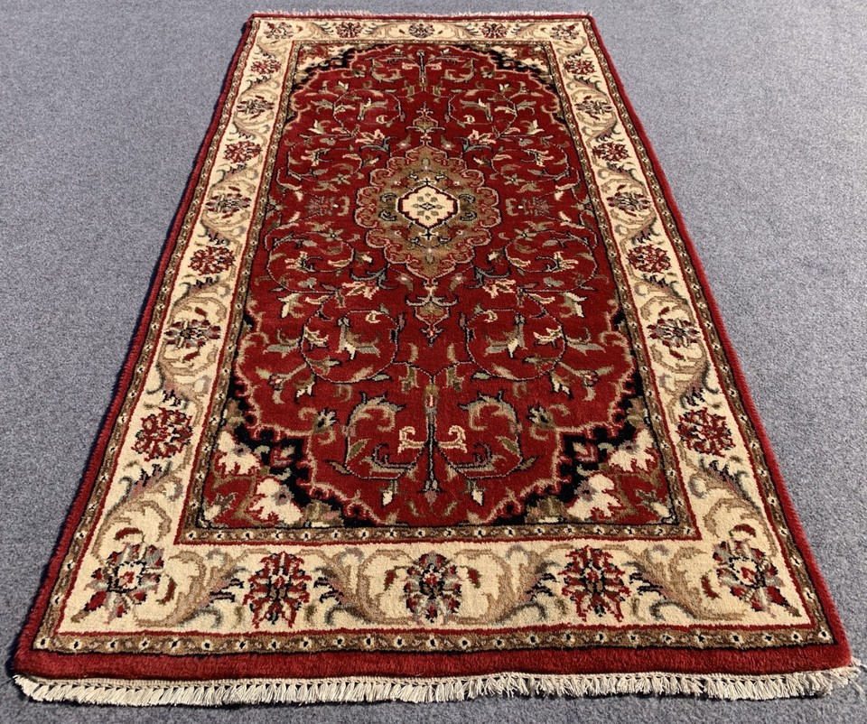 Genuine Hand Knotted Vintage Tribal Tabreez Wool Area Rug 5.6 x 2.11 Ft ...