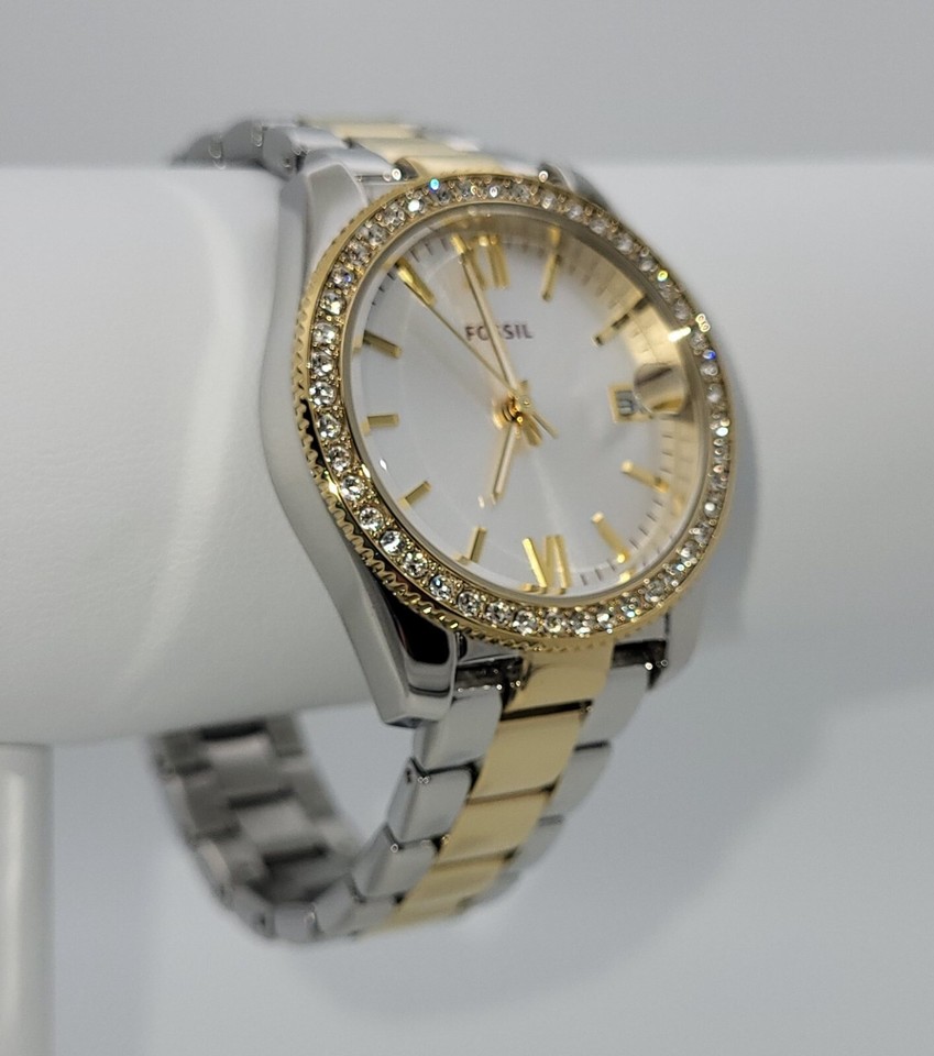 Fossil ES4319 Women's Scarlette Mini Crystal Accent Two-Tone Watch 32mm ...