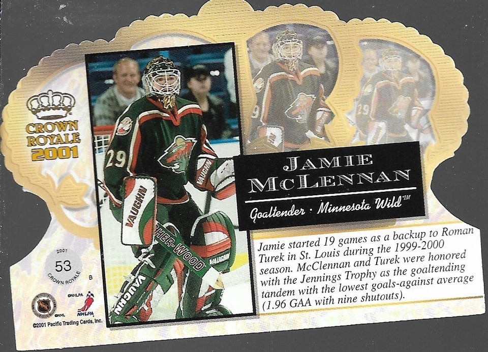 2000 2001 Pacific Crown Royale Jamie McLennan 53 Minnesota Wild Die Cut ...