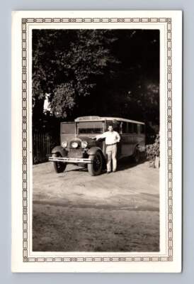 Early School Bus Photo RPPC-Size Antique Truck Automobile Car ~1920s | eBay