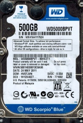 Western Digital WD5000BPVT-80HXZT1 500GB DCM: HV0TJVN | eBay