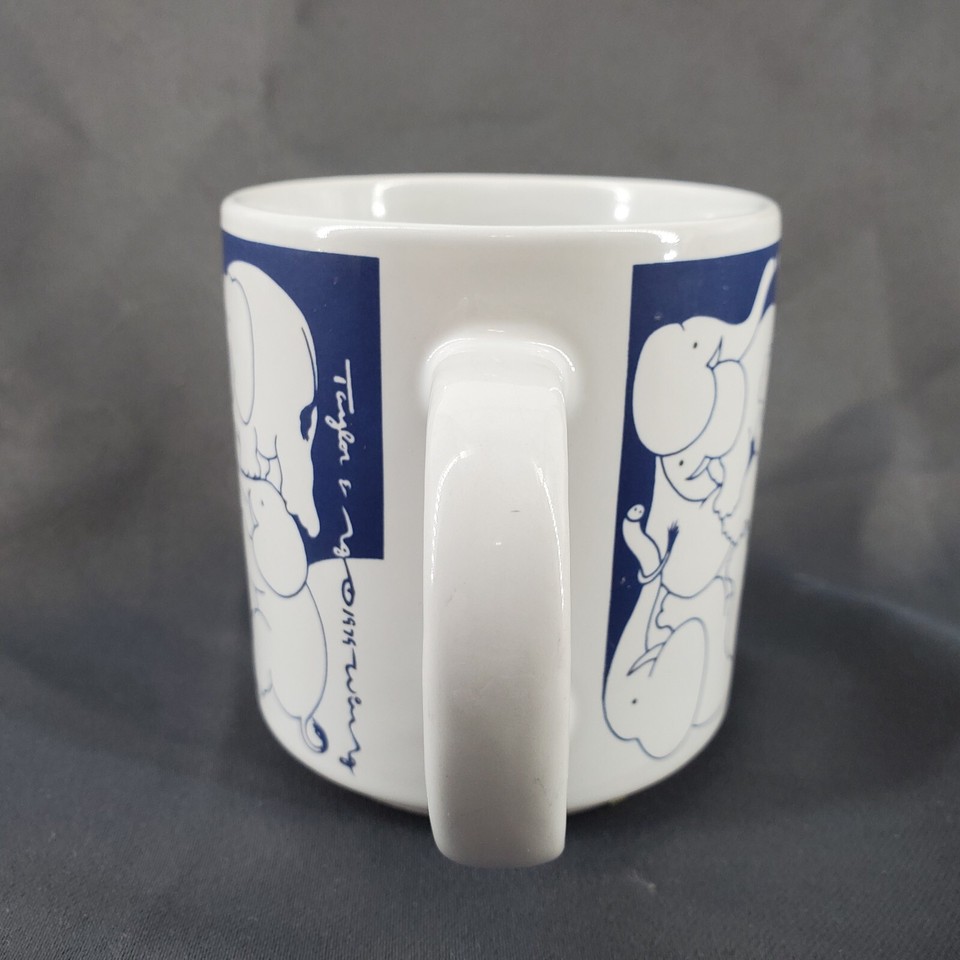 Taylor & Ng Naughty Elephants Orgy Coffee Mug Tea Cup 2010 Solid Blue ...