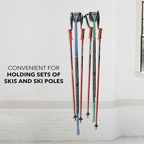 Ski Wall Mounted Rack Holds 2 Pairs Of Skis & Skiing Poles Or Snowboard ...