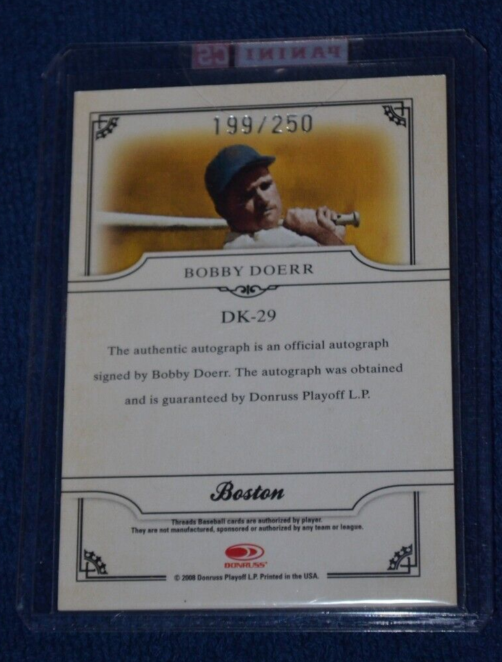 2008 Donruss Threads Diamond Kings Bobby Doerr Auto 199/250 *BOSTON* | eBay