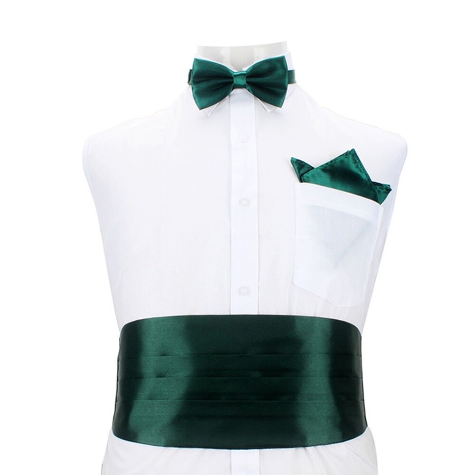 Kummerbund 3er Set Schärpe + Fliege und Einstecktuch Frack Bauchbinde 7 ...