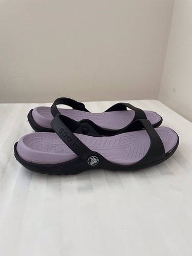 Crocs Cleo Black Purple Slide Sandals Women's Size 8 | eBay