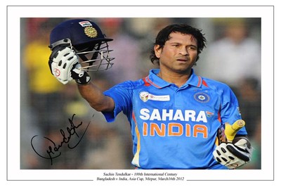 SACHIN TENDULKAR 100TH CENTURY INDIA CRICKET SIGNED AUTOGRAPH PHOTO ...