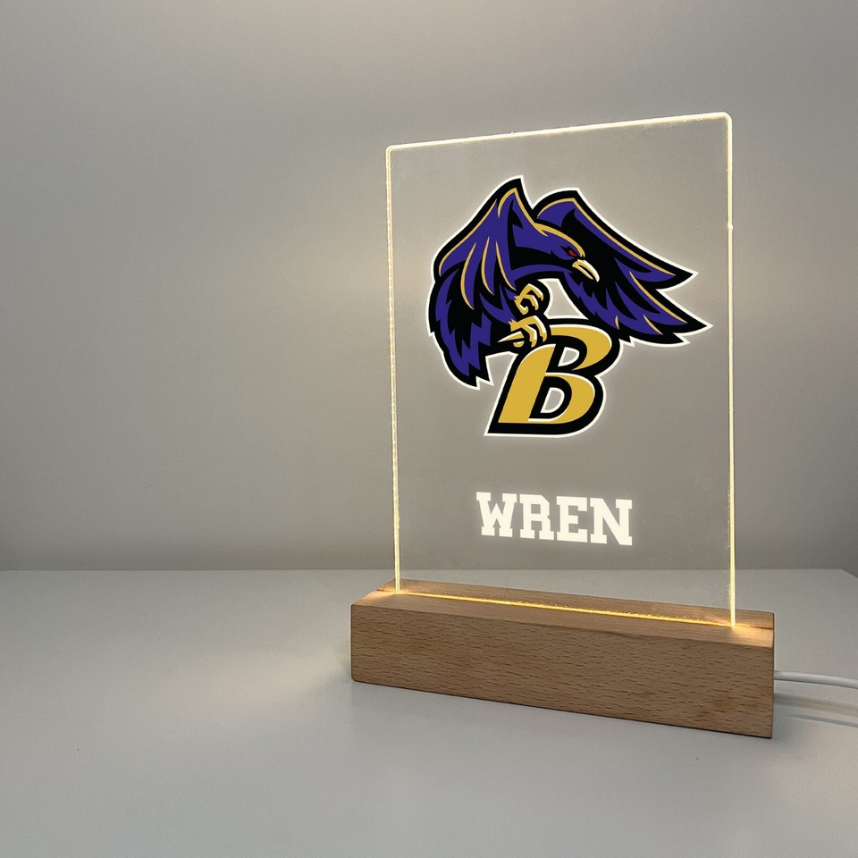 Personalized LED Light Up Wood Stand Baltimore Ravens Football Gift | eBay