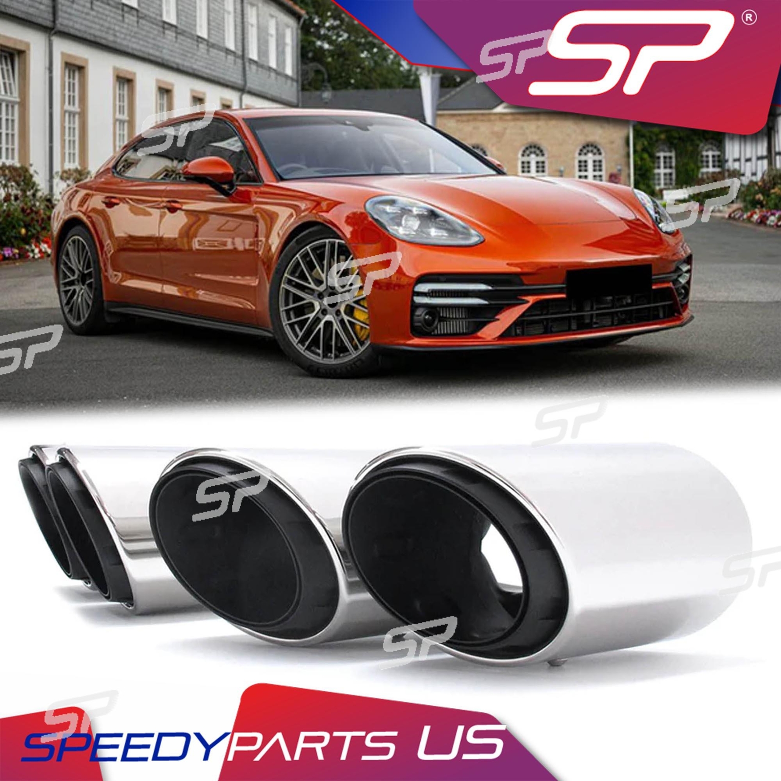 Chrome Rear Exhaust Tips Muffler Pipe For 2017-2023 Porsche Panamera ...