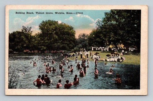 Postcard Wichita Kansas Walnut Grove Bathing Beach KS Community White ...