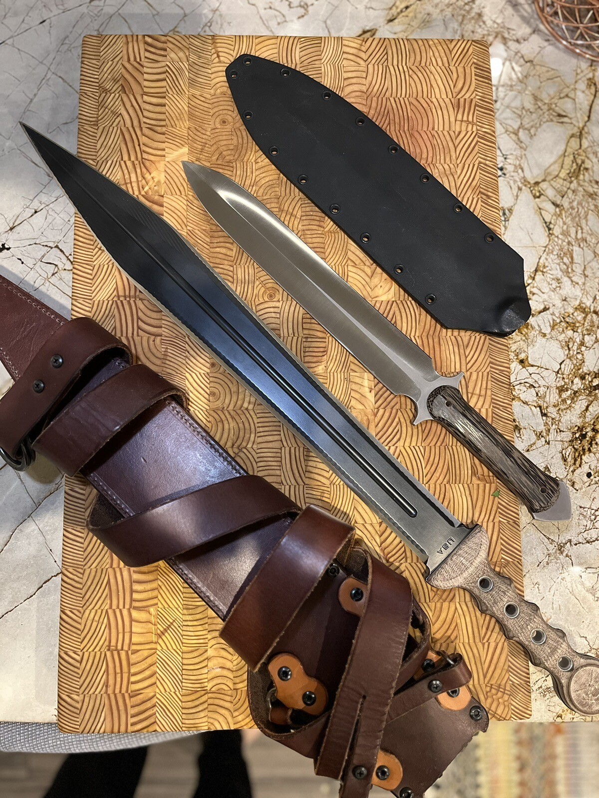 RS Knifeworks RSK Gladius Custom Short Sword EDC Rare AEB-L Black Palm ...