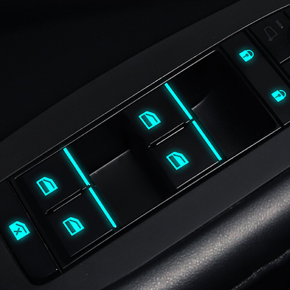 Universal Luminous Blue Car Interior Window Door Switch Sticker Set ...