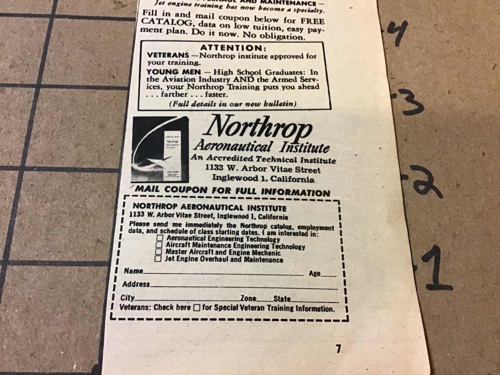 vintage original 1954 magazine ad: NORTHROP AERONAUTICAL INSTITUTE - | eBay