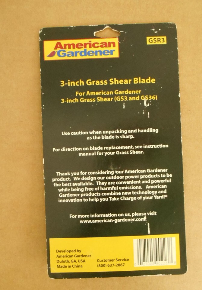 American Gardener 3" Grass Sheer Blade GSR3 New (GS3 and GS36) | eBay