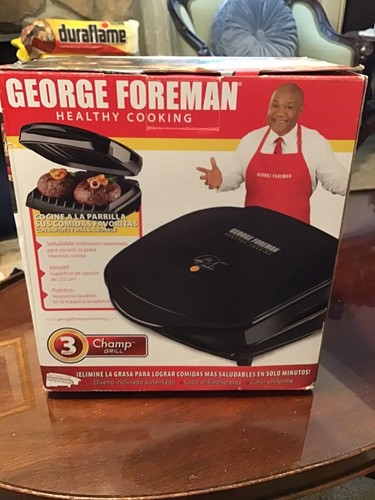 George Foreman Black Nonstick Healthy Cooking Champ Grill GR10B New In ...