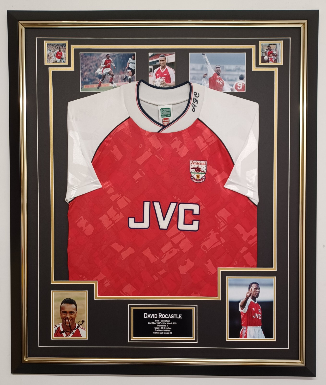 Framed David Rocastle of Arsenal Signed Photo with SHIRT Jersey ...