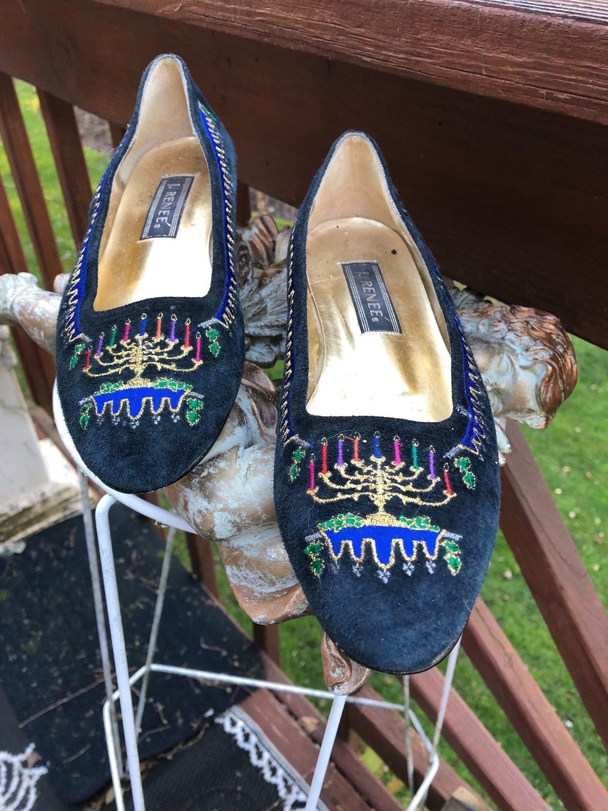 J. Renee BLUE SUEDE MENORAH FLAT SHOES --- SIZE 10N | eBay