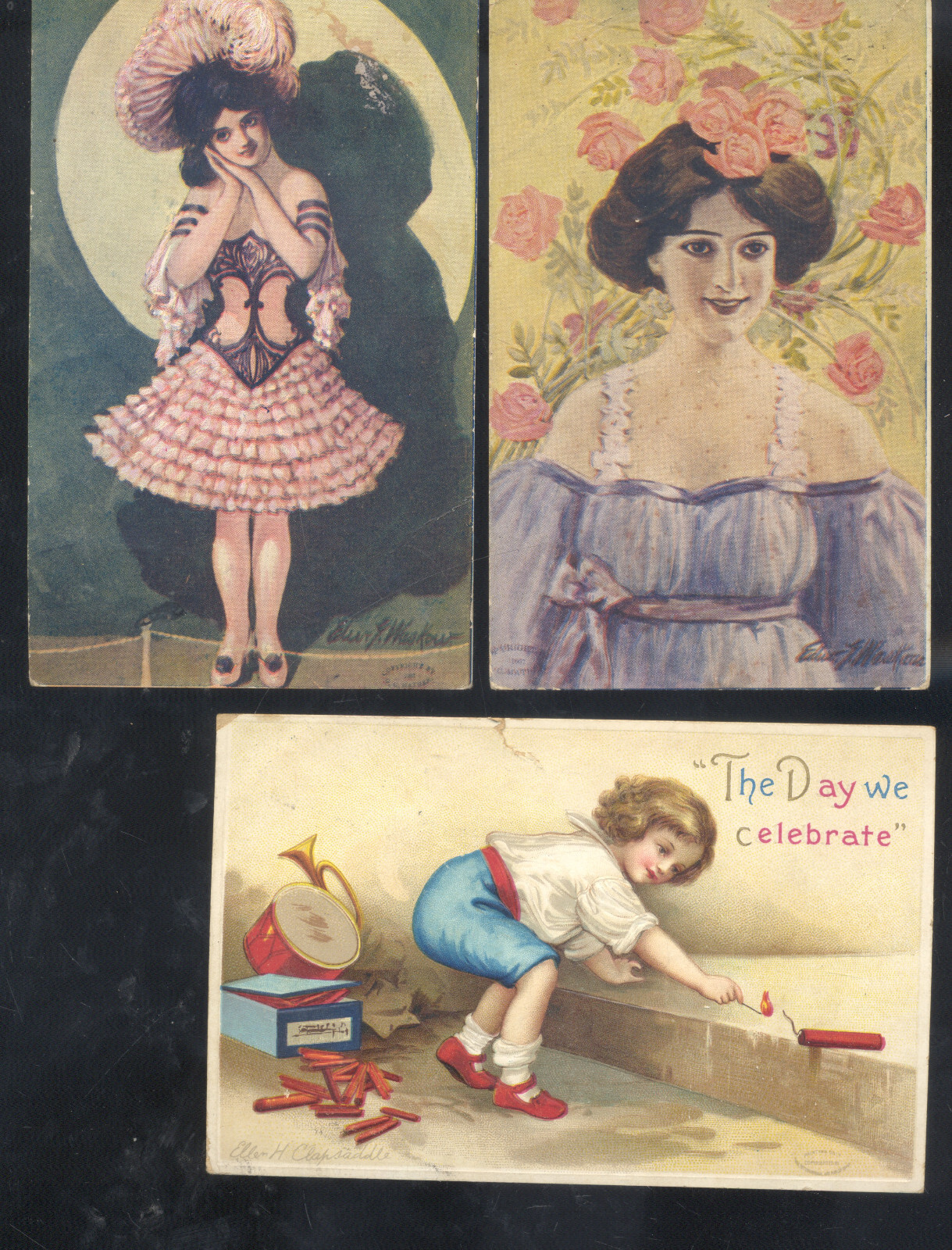 PRETTY WOMAN GIRL WOMEN LOT OF 3 VINTAGE POSTCARDS VICTORIAN ERA ...