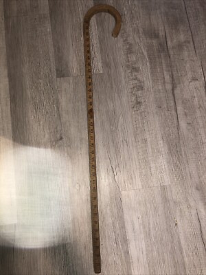 Vintage Thick Wooden Crook Handle Yardstick Walking Stick Cane 1883 ...