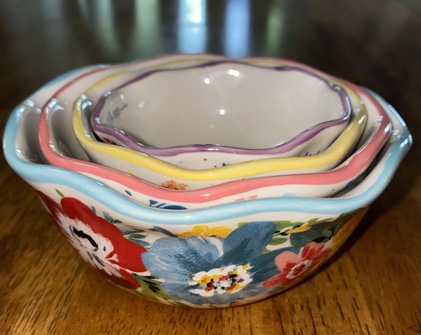 Pioneer Woman Measuring Cups Nesting Stackable Ceramic Measuring Bowls ...