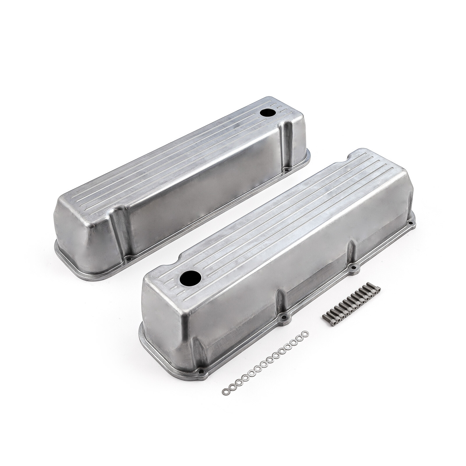 Ford 429 460 Polished Aluminum Ball Milled Valve Covers - Tall w/ Hole ...
