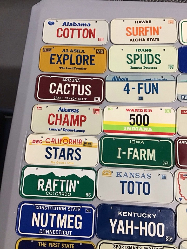 Wheaties Cereal Mini License Plates COMPLETE SET 1986 General Mills Lot ...