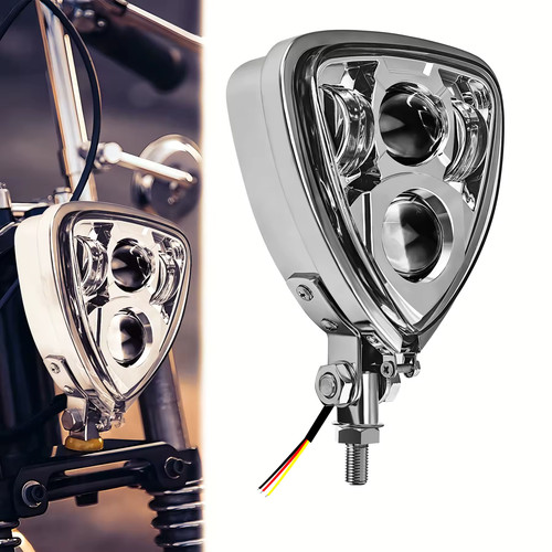 Universal Motorcycle LED Headlight Triangle Headlamp for Harley Honda ...
