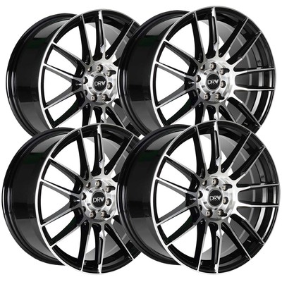 (Set of 4) DRW D22 17x7.5 4x100/4x4.5" +38mm Black/Machined Wheels Rims ...