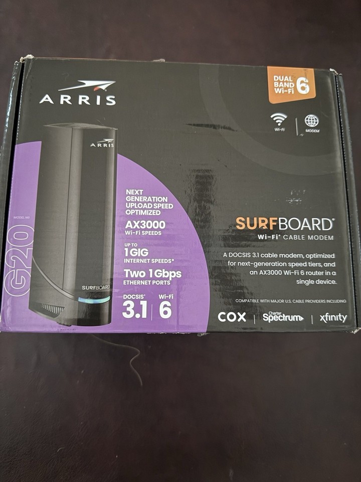 ARRIS G20 Cable Modem Router Combo Fast DOCSIS 3.1 Multi-Gigabit WiFi 6 ...