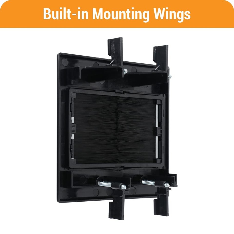 2 Gang Wall Plate Black Brush Wall Plate with Built-in Low Voltage ...