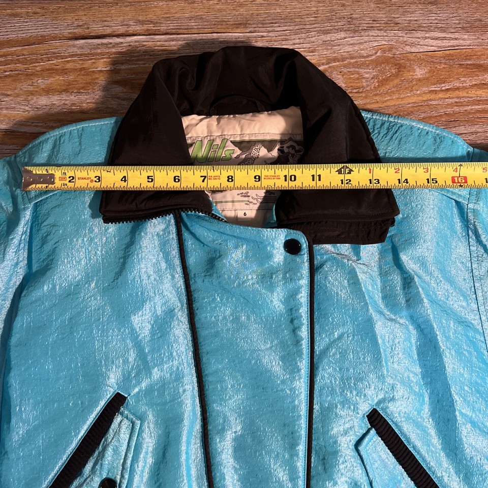 VTG NILS Ski Puffer Jacket Sz6 Neon Blue 80s Retro Glam Tech Color Electropop | eBay