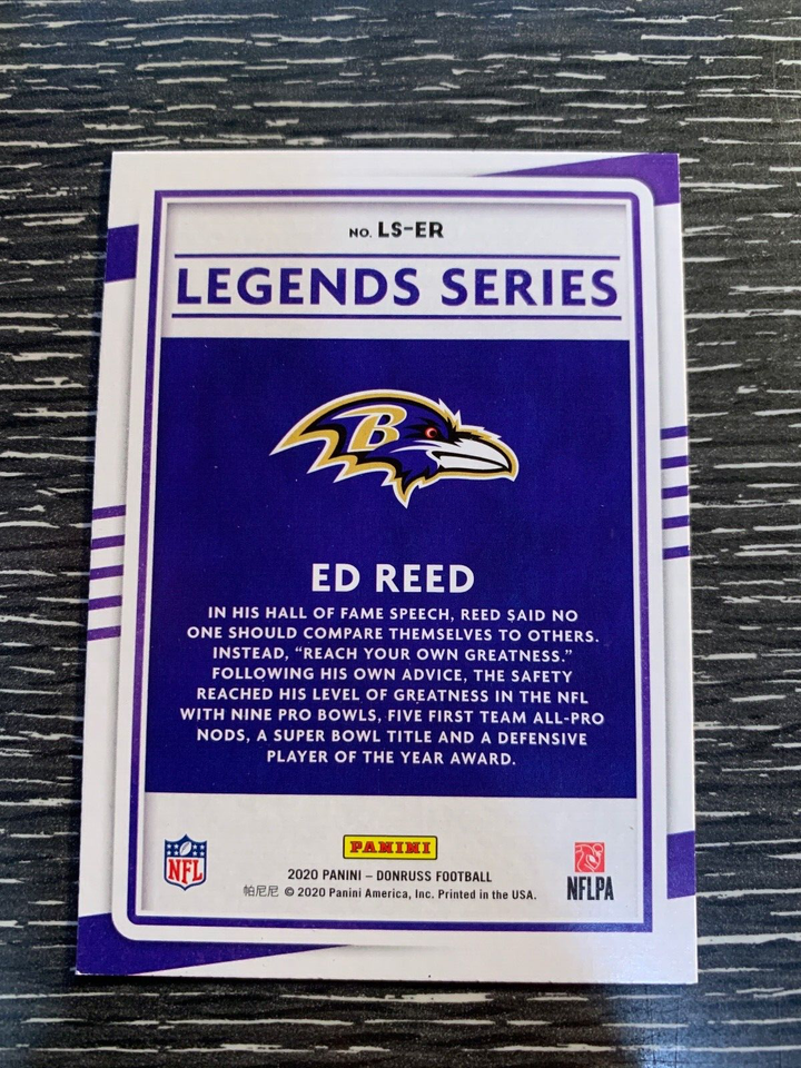 2020 Donruss The Legends Series #LS-ER Ed Reed - Baltimore Ravens | eBay