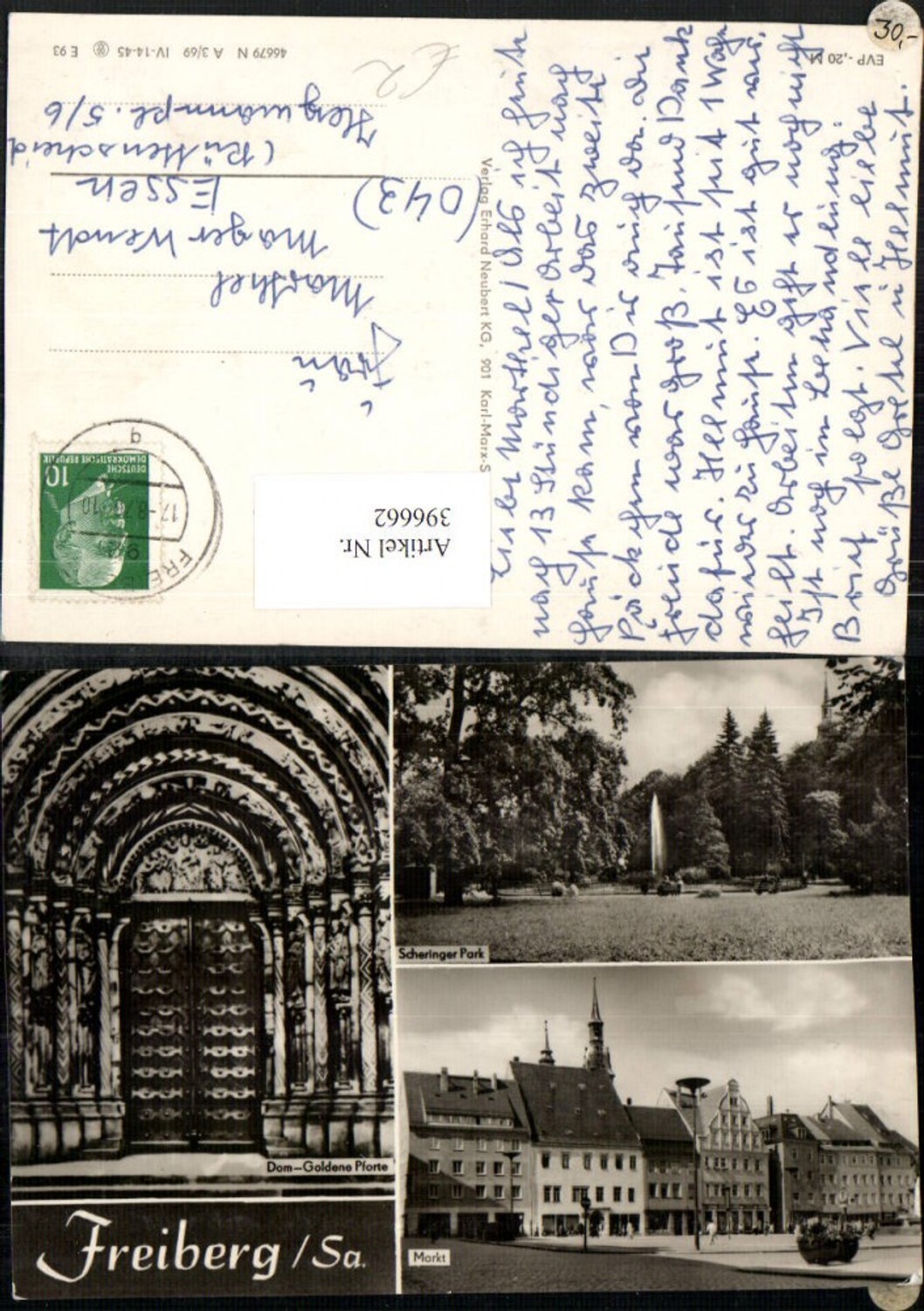 396662,Freiberg Markt Dom Goldene Pforte Portal Park Mehrbildkarte | eBay