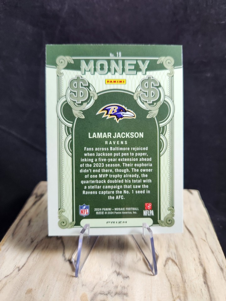 2024 Panini Mosaic Lamar Jackson Money Silver Holo Prizm #19 Baltimore ...