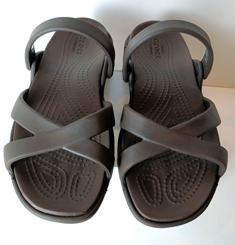 Crocs Meleen Crossband Sandals Women 8 (EU 39) Dual Comfort Expresso ...