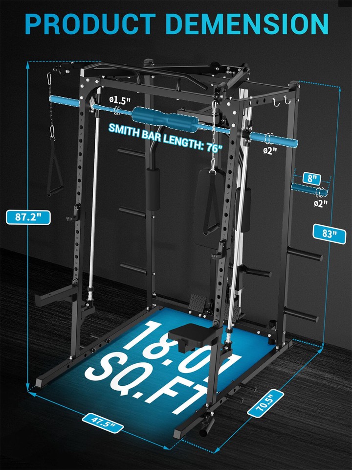 Smith Machine,2000LBS Power Cage Squat Rack with Chest Fly Machine ...