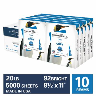 Hammermill Paper, Copy Paper, 20lb, 8x11, 10 Ream Case, 92 Bright ...