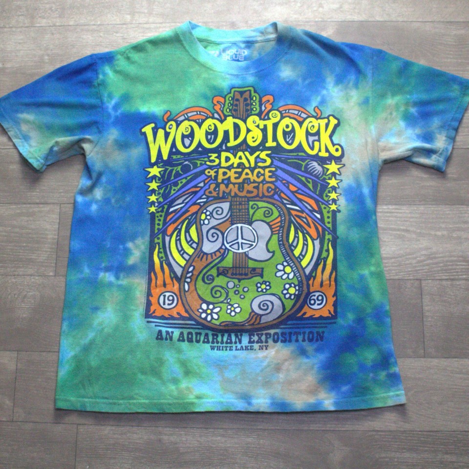 Woodstock An Aquarian Position White Lake NY Men’s Blue Tye Dye Shirt S ...