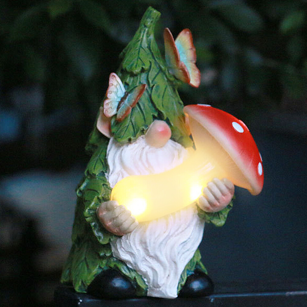 Elf Solar Garden Night Light Resin Garden Gnome Dwarf Ornament Garden ...
