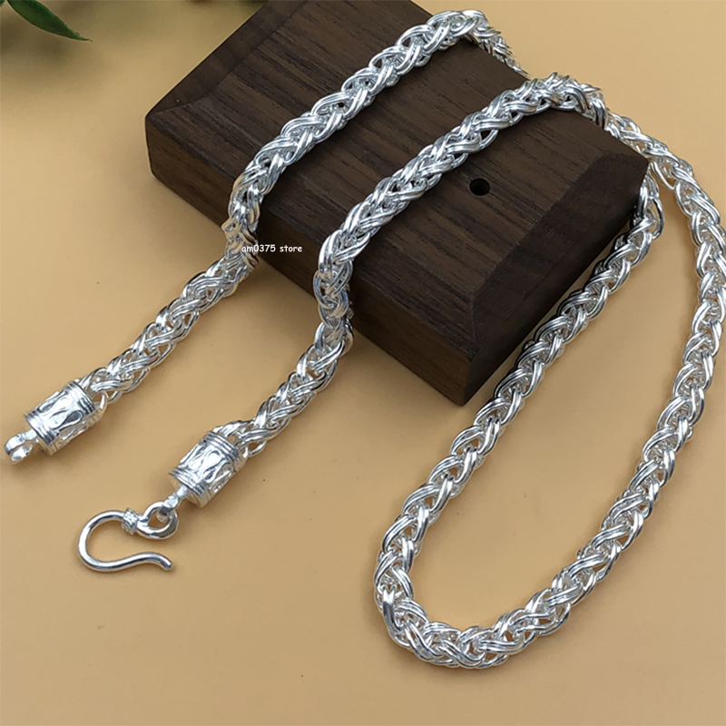 Pure 999 Fine Silver Chain Men Women 5.5mm Round Wheat Link Rope ...