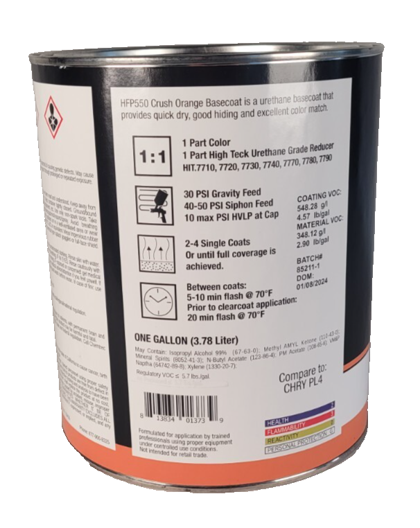 High Teck HFP550 Chrysler PL4 Crush Orange Basecoat Paint & 8030 ...