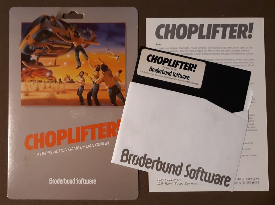 Choplifter Broderbund Software Hi-Res Action Game for Apple II+ plus ...