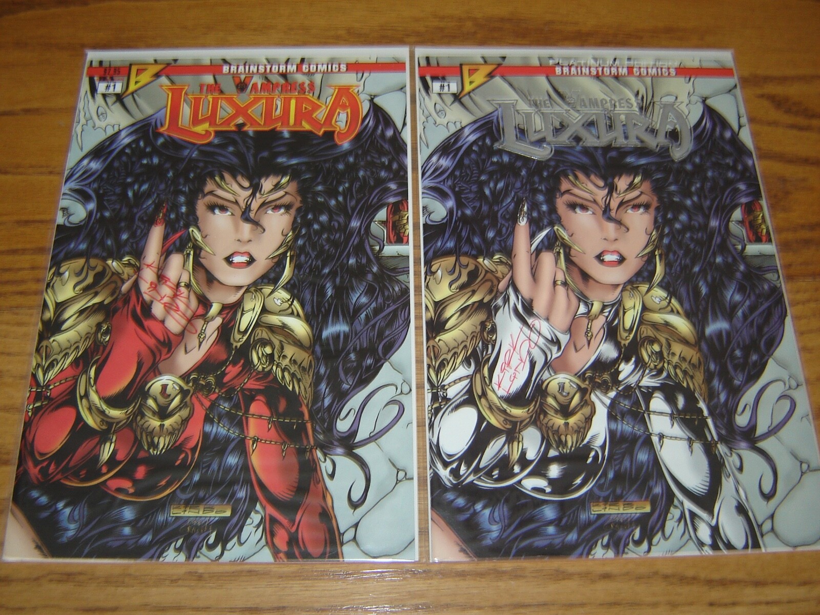 RARE 2 Signed The Vampress LUXURA #1 Silver Foil & #1 Reg Kirk Lindo ...