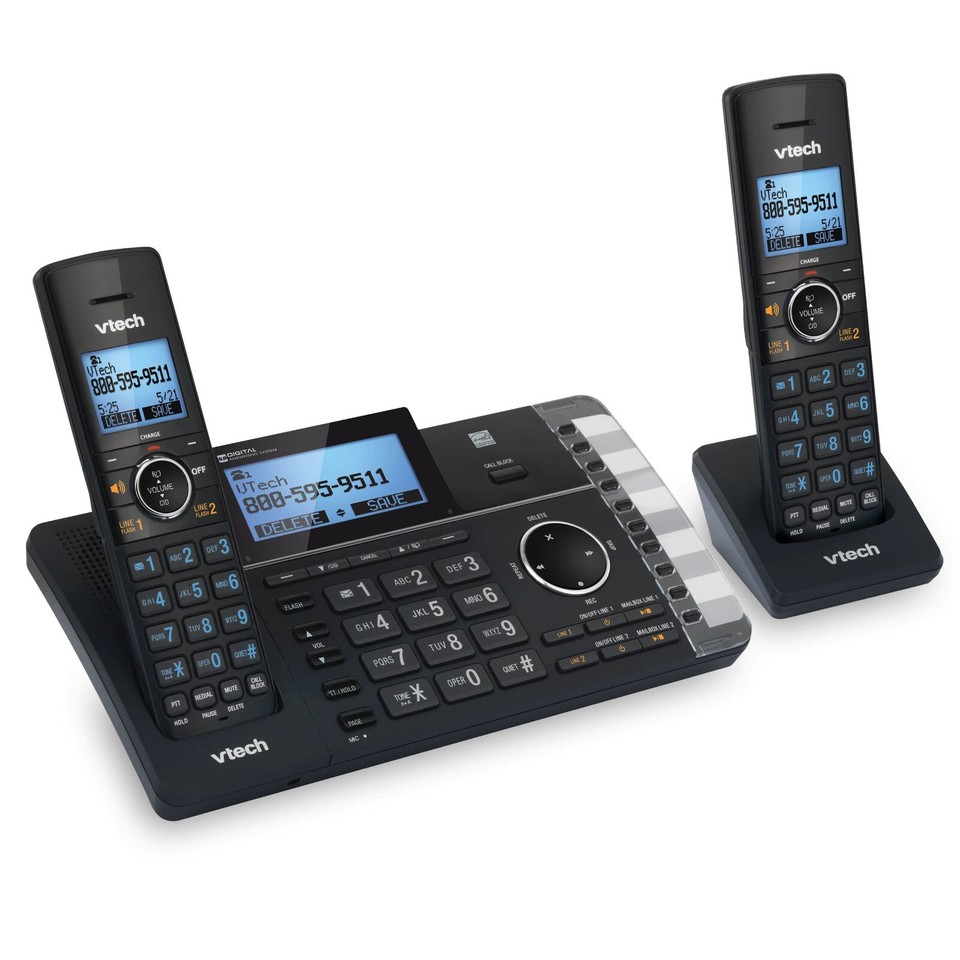 VTech DS6251-2 2 Line Cordless Phone with Answering System & Smart Call ...