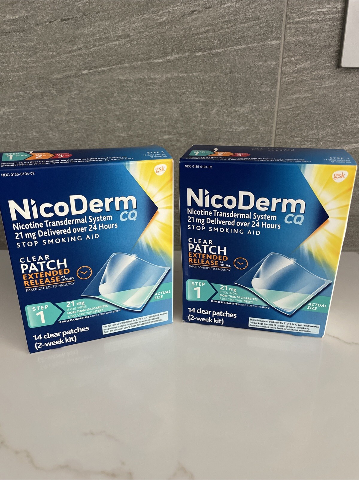 Nicoderm STEP 1 CQ Nicotine Patch2-week kit - 14 Patches 21mg EXP 09/ ...