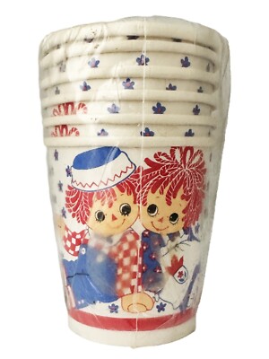 RAGGEDY ANN & RAGGEDY ANDY VINTAGE PAPER CUPS (6) Party Drinking ...