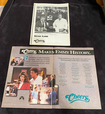 CHEERS 1991 two ads Kelsey Grammer, Ted Danson, Kirstie Alley, Bryan ...