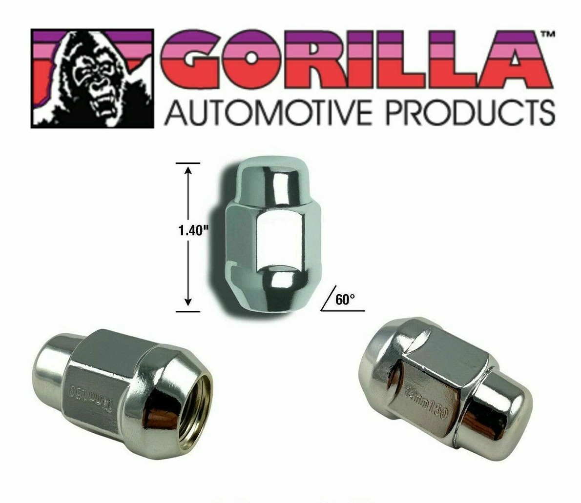 24pc Gorilla Guard Chrome Wheel Locks & Lug Nuts Combo 14mmx1.50 Bulge ...