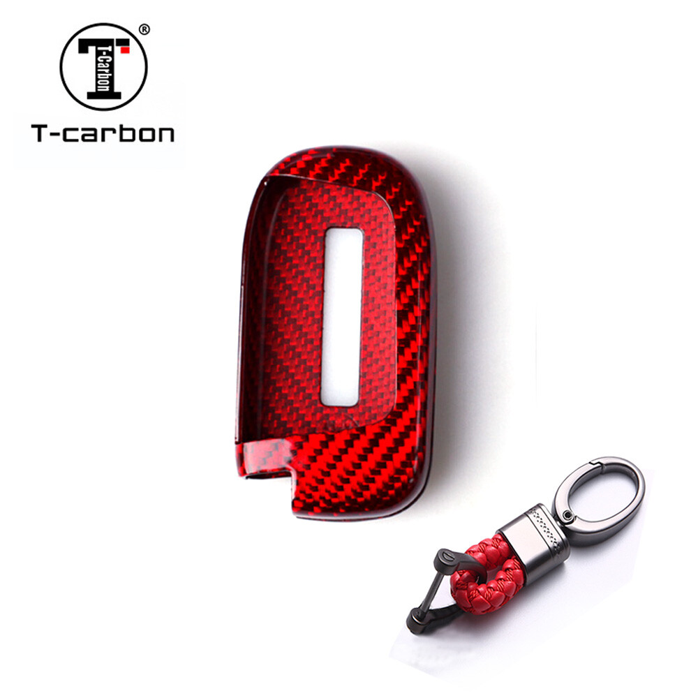 Fits Dodge Charger Challenger Jeep Chrysler Red Key Fob Shell Carbon ...